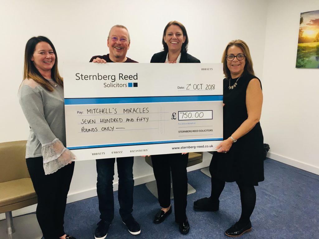 Mitchells Miracle Cheque handover - Sternberg Reed